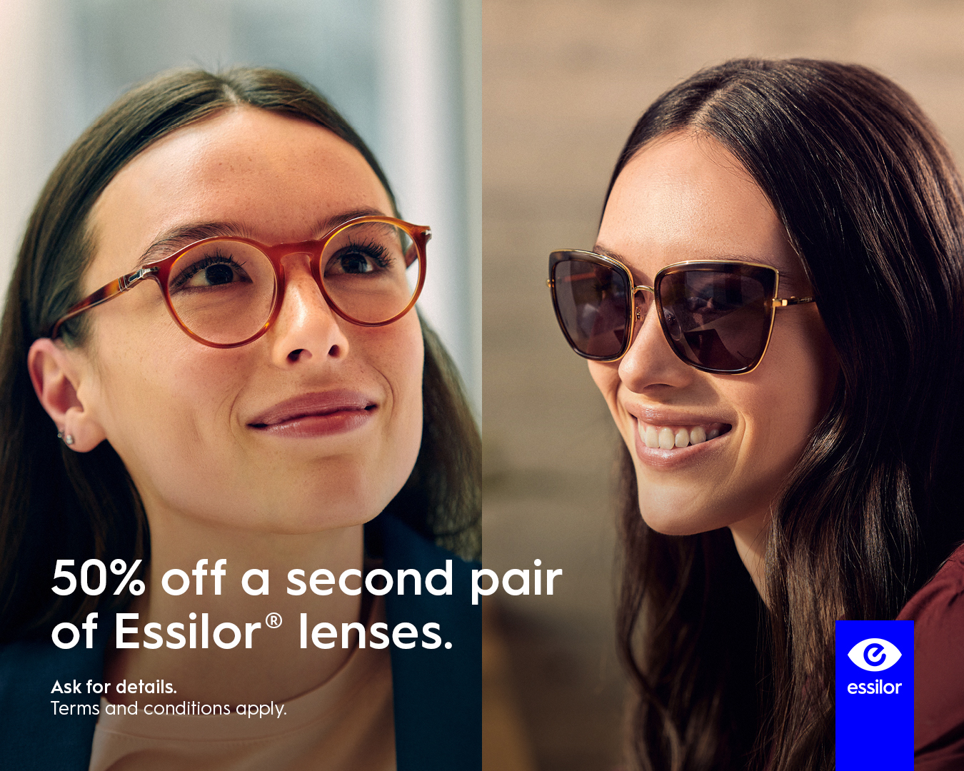 Take Two offer with complete pairs of Crizal anti-reflection coated lenses.